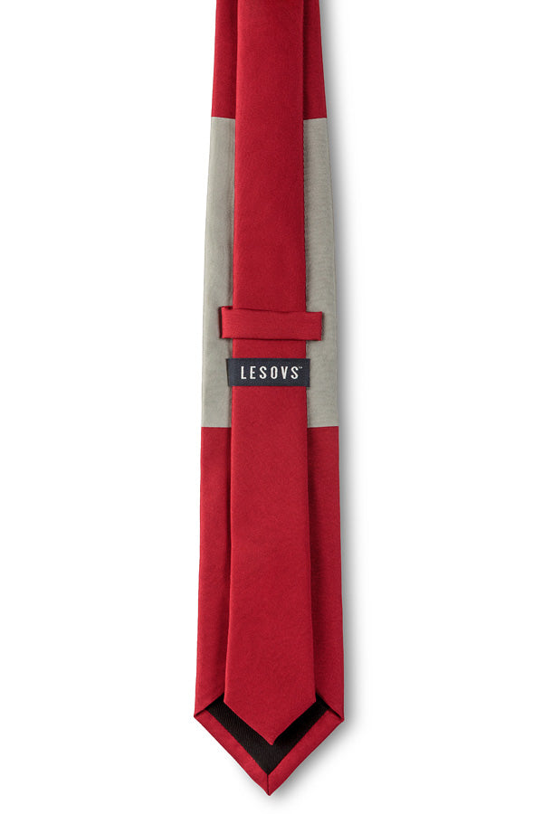 Block Tie in Red & Gray - LESOVS