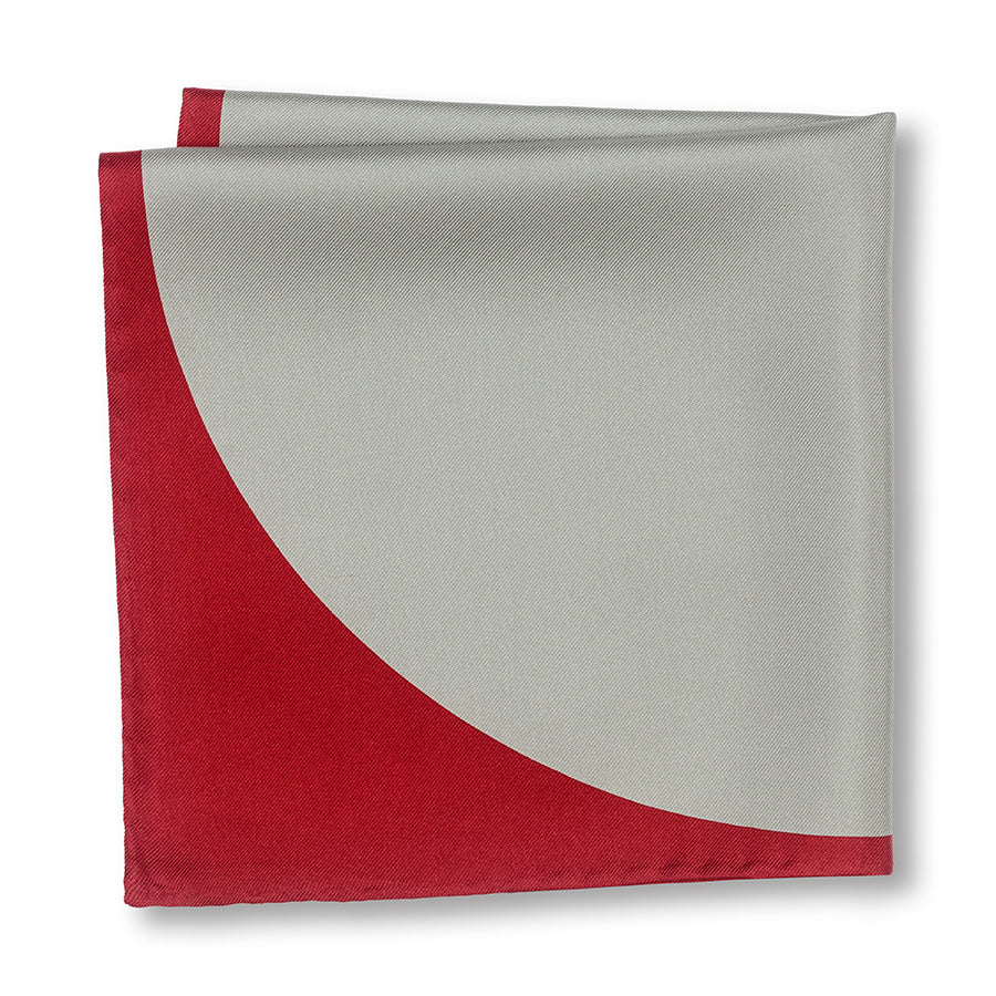 Circle Pocket Square in Red & Gray - LESOVS